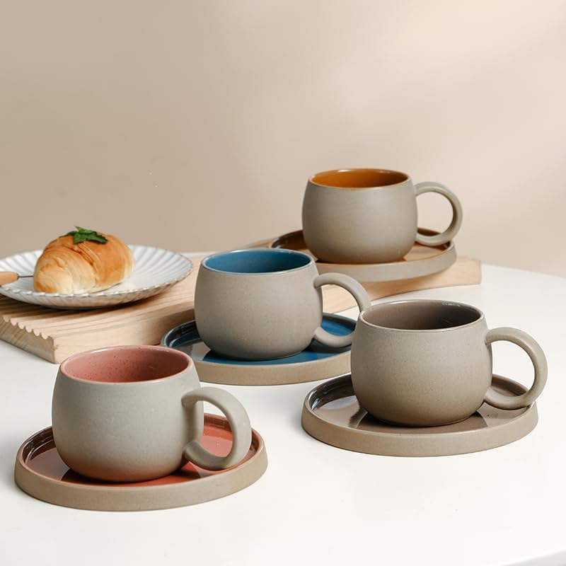 Two-Tone Minimalist Coffee Cup and Saucer Set – Stylish & Durable ...