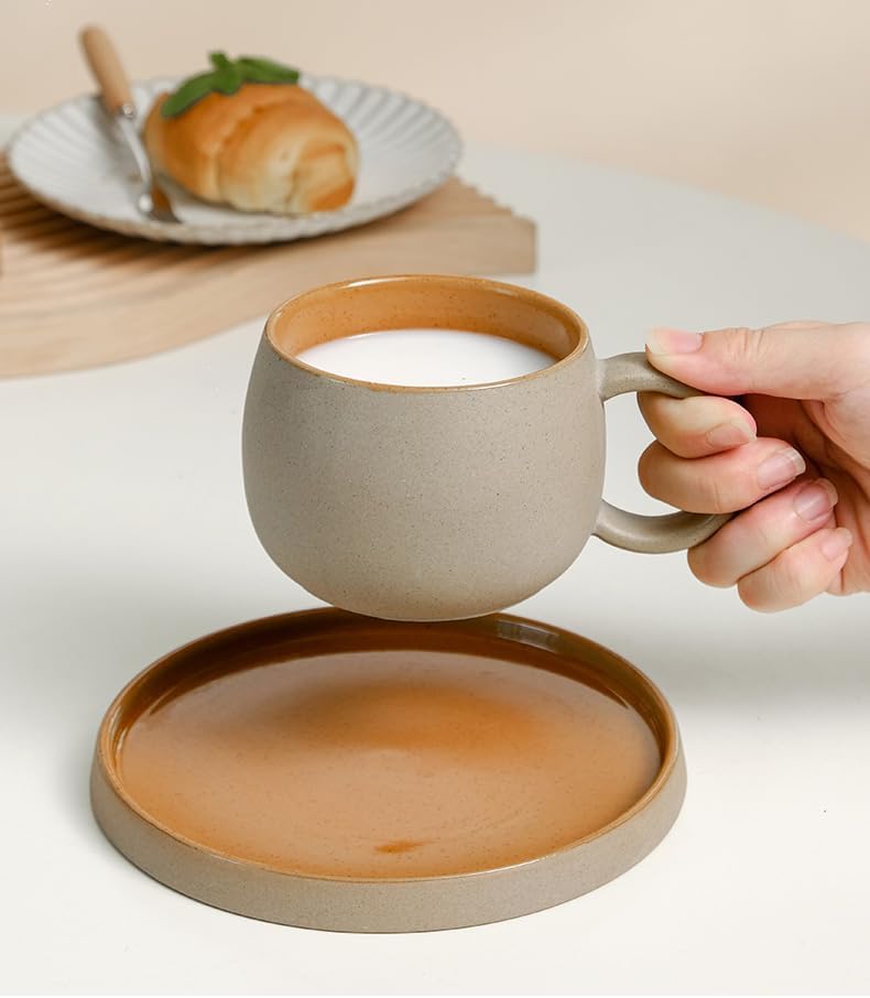 Two-Tone Minimalist Coffee Cup and Saucer Set – Stylish & Durable ...