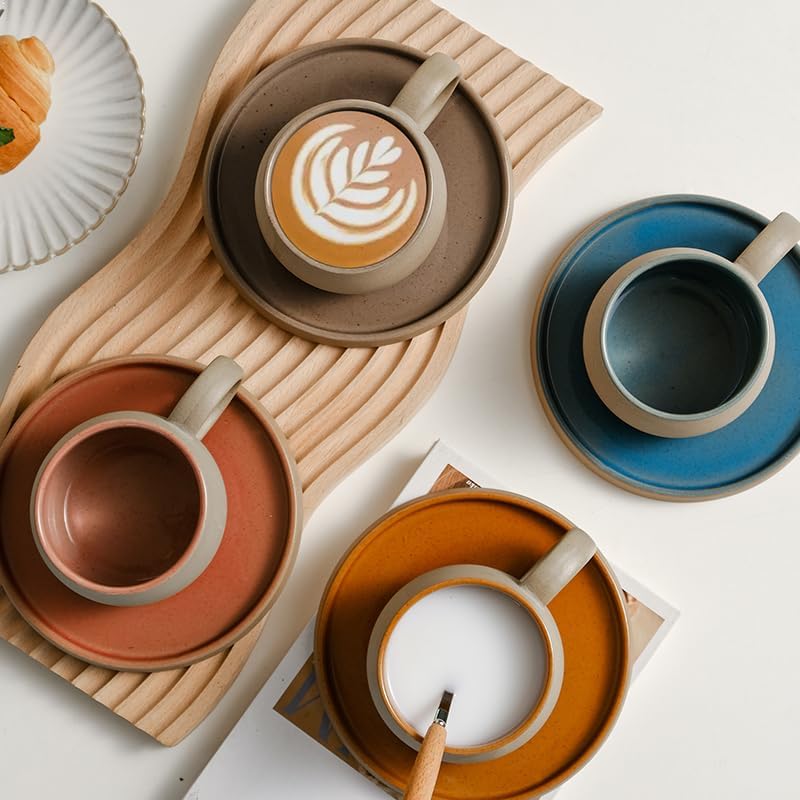 Two-Tone Minimalist Coffee Cup and Saucer Set – Stylish & Durable ...