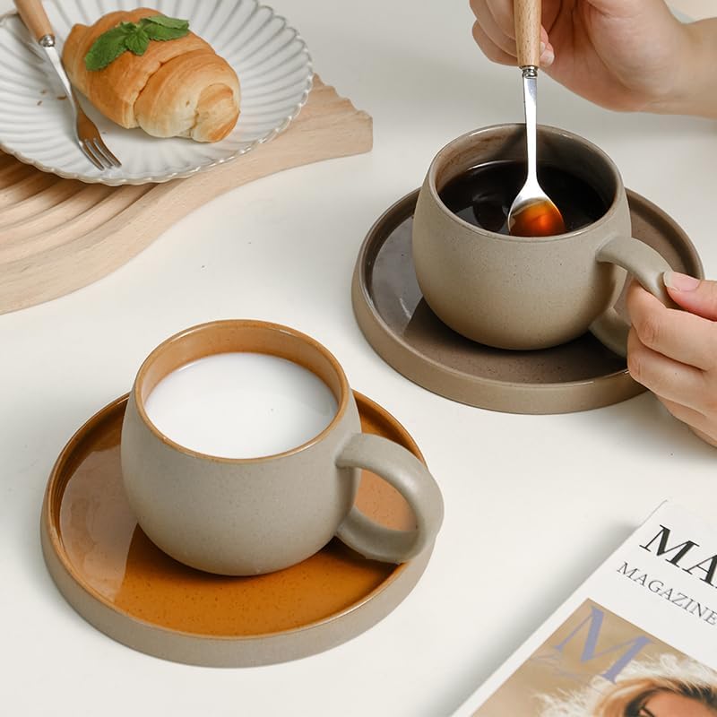 Two-Tone Minimalist Coffee Cup and Saucer Set – Stylish & Durable ...