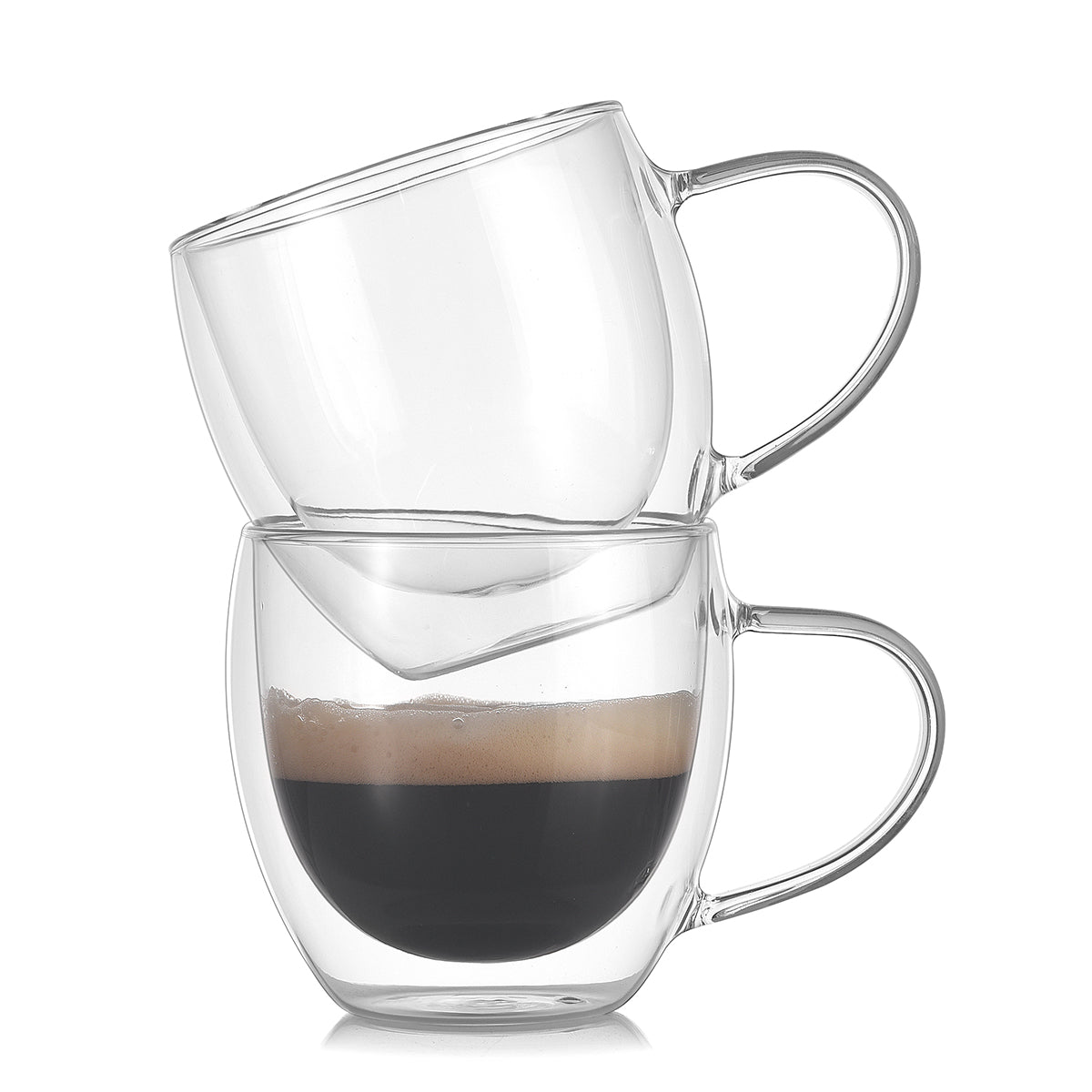 Double Wall Coffee Cup - 2 Pack - 150ml and 250ml Borosilicate Glass ...